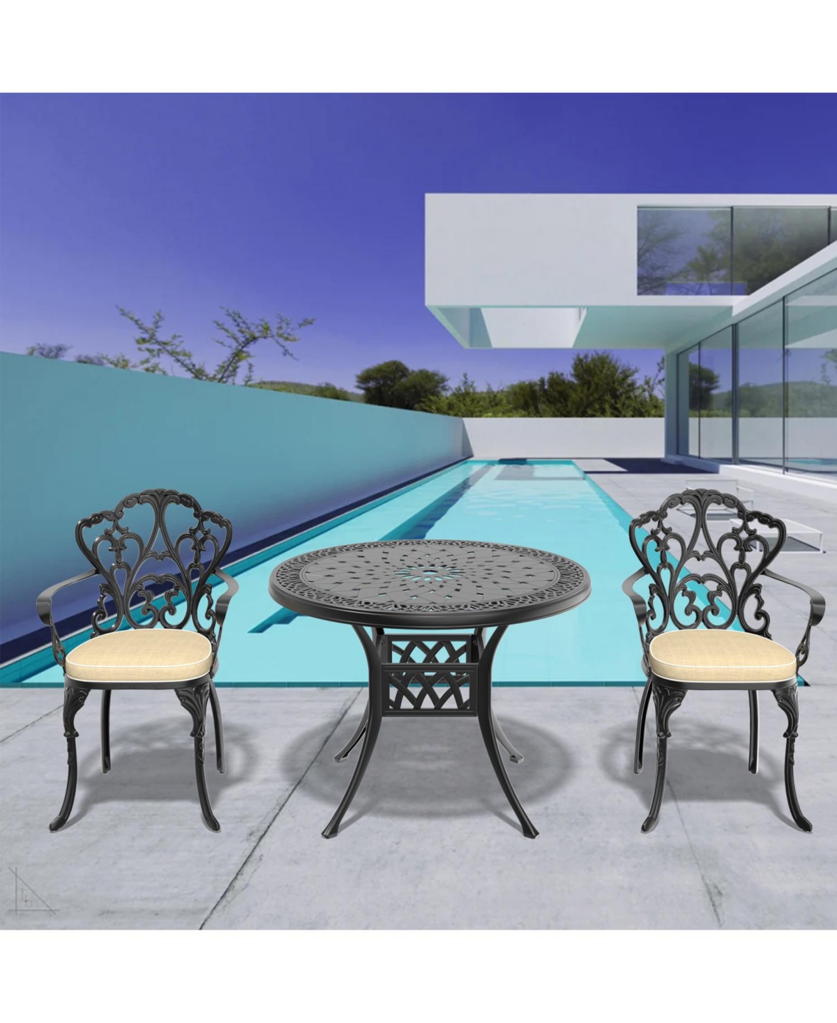 Click here for (Cushions In Random Colors) 3-Piece Set Of Cast Al... prices