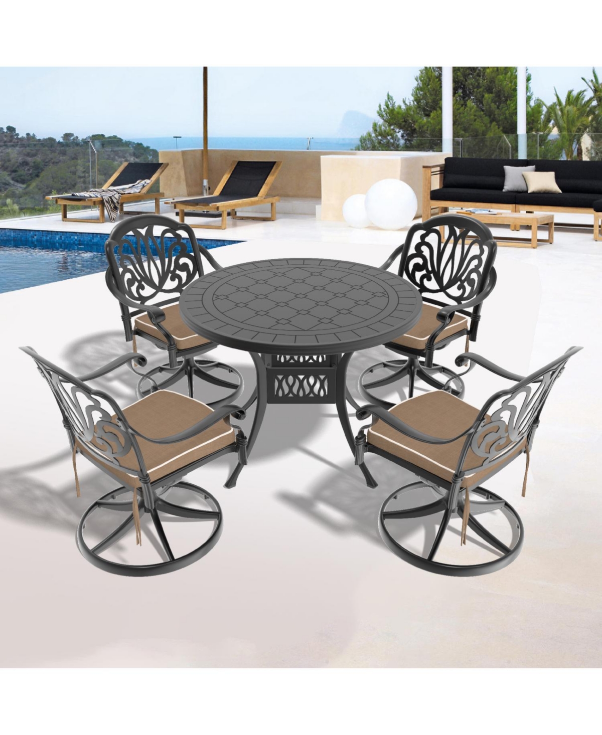 Click here for Streamdale 5-pc Cast Aluminum Dining Set  4 Swivel... prices