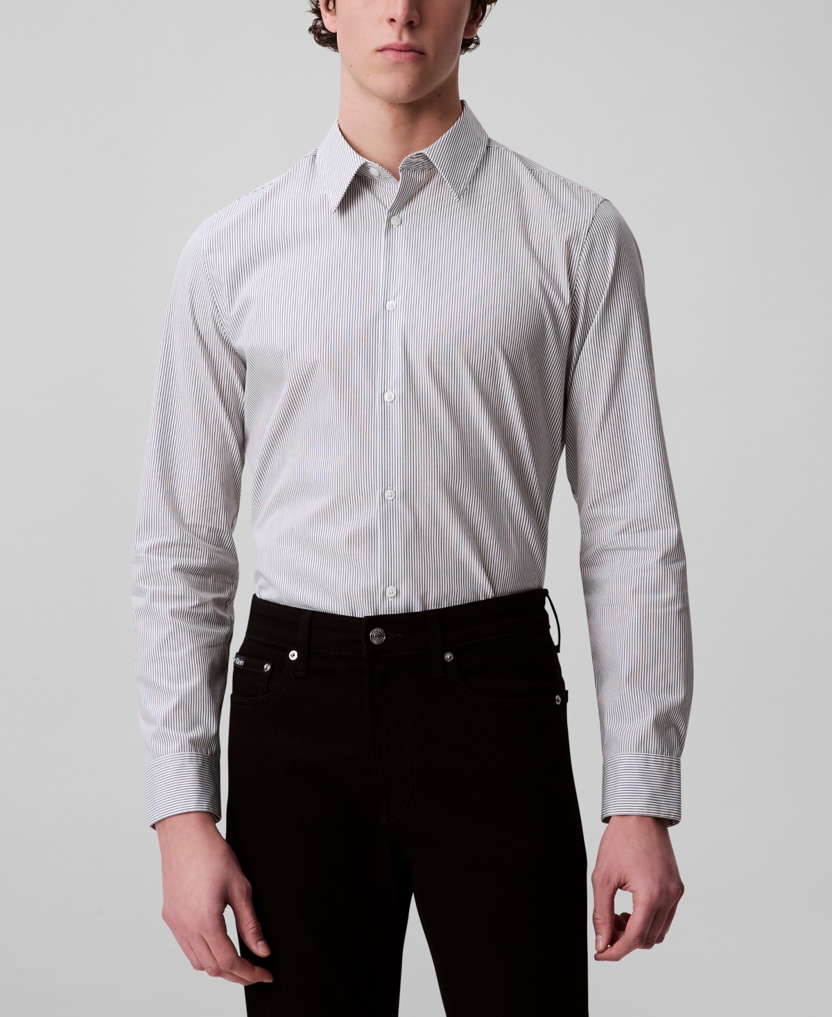 Click here for Calvin Klein Mens Stretch Striped Slim-Fit Dress S... prices