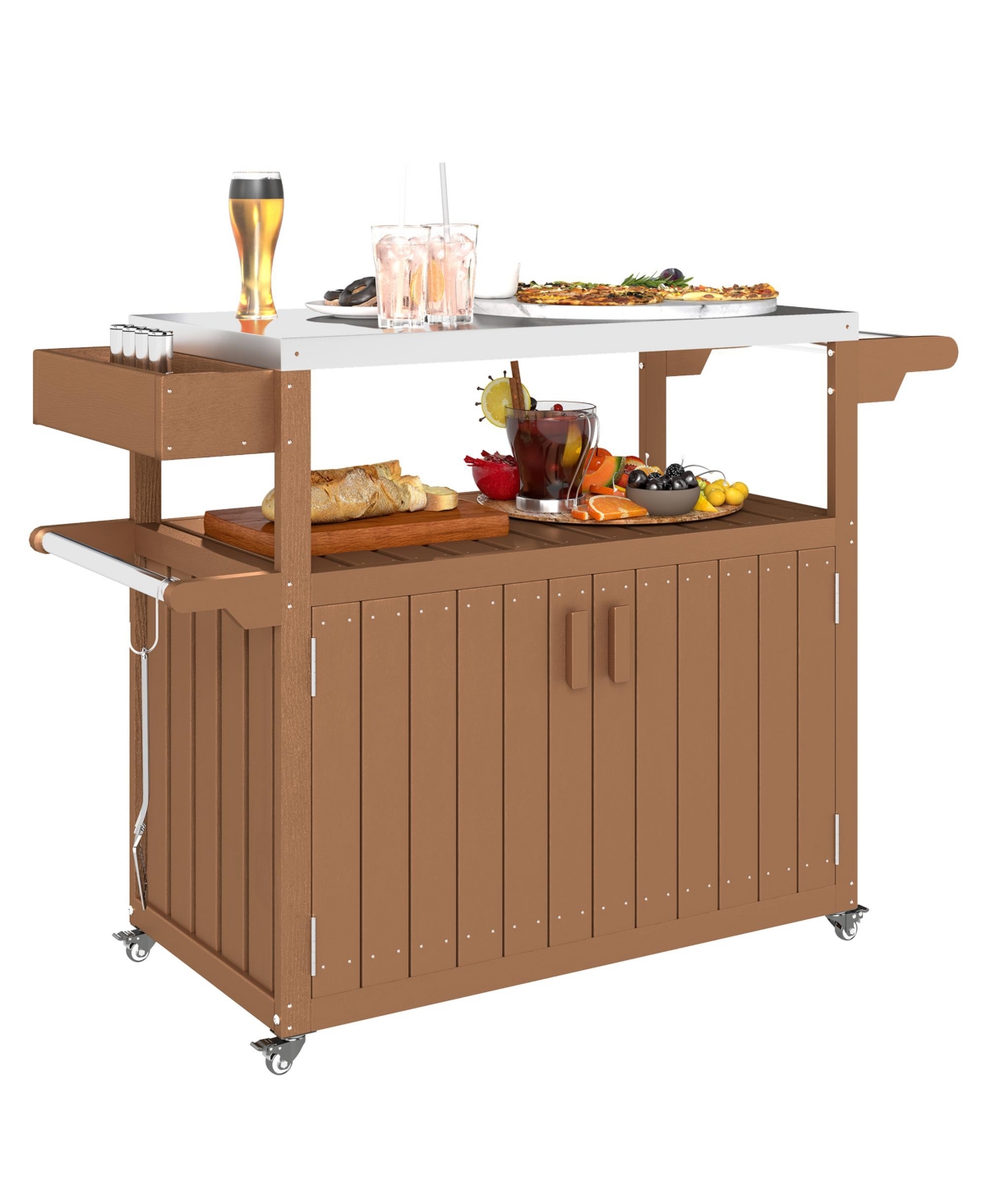 Click here for Outsunny Outdoor Bar Cart with Storage  Hdpe Outdo... prices