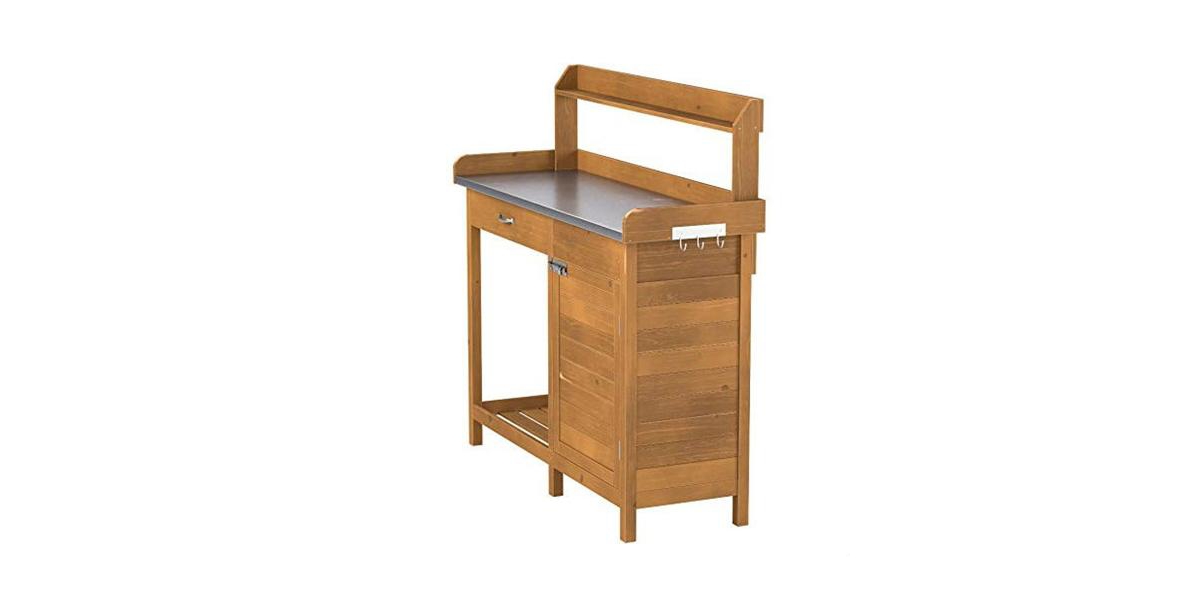 Click here for Outdoor Home Garden Potting Bench with Metal Table... prices