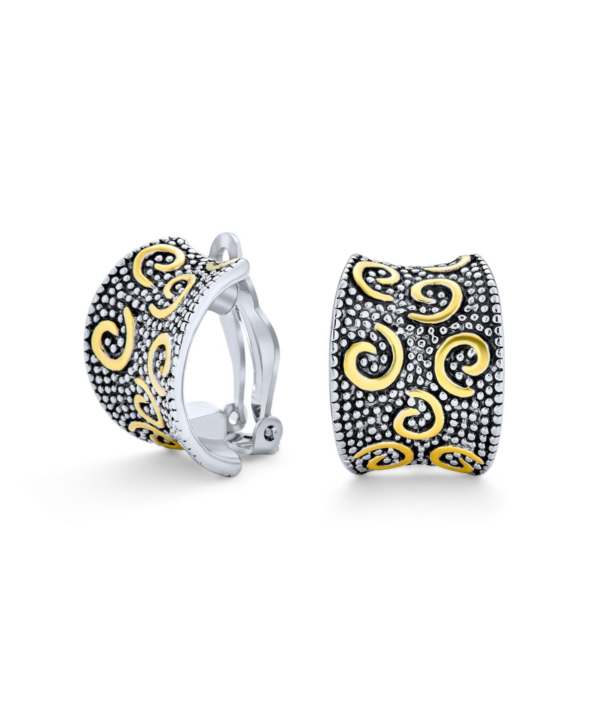 Click here for Bling Jewelry Bali Style Swirl Two Tone Wide Conca... prices