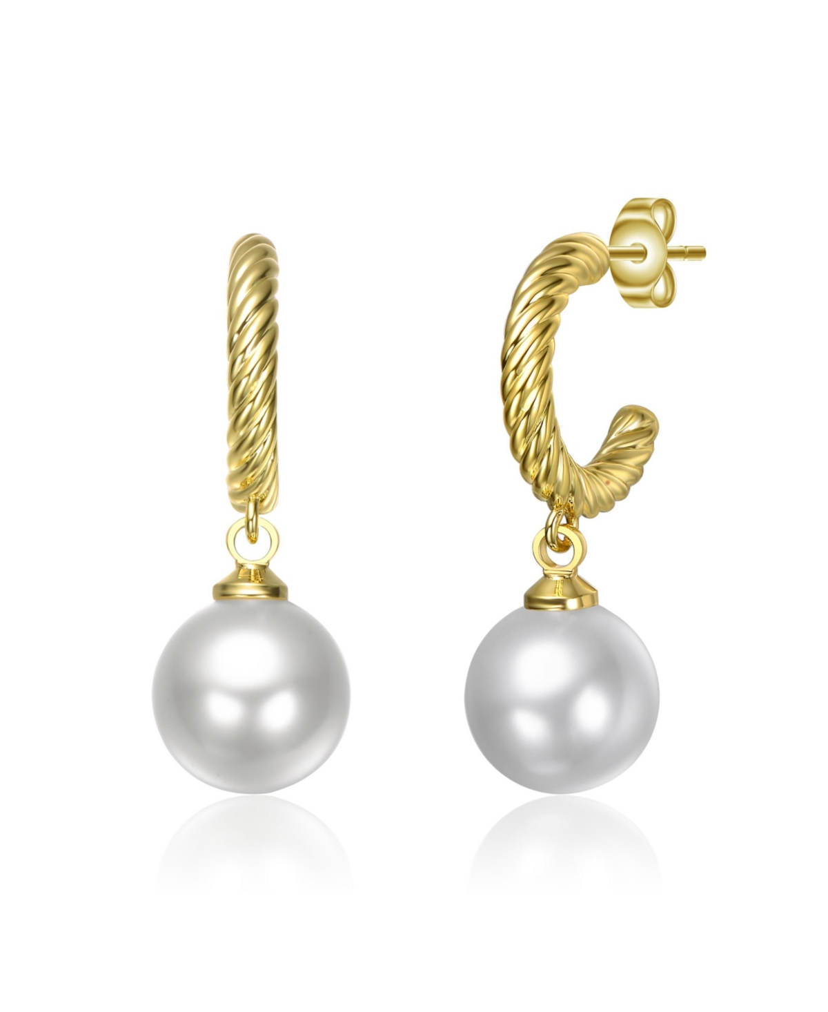 Click here for 14K Gold Plated with White Pearl Twisted Hoop Earr... prices
