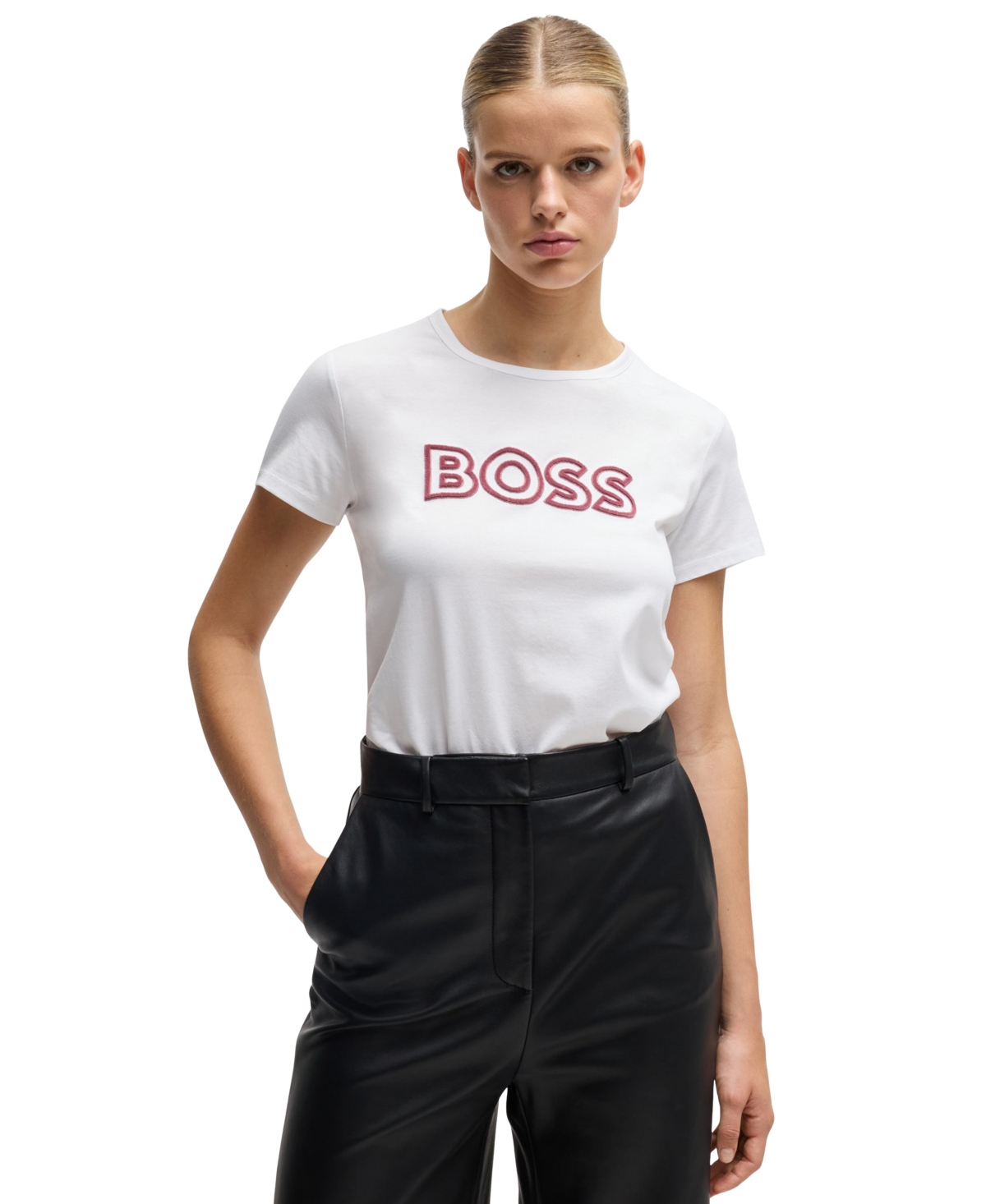 Click here for Boss by Hugo Boss Womens Logo Detail T-Shirt - Whi... prices