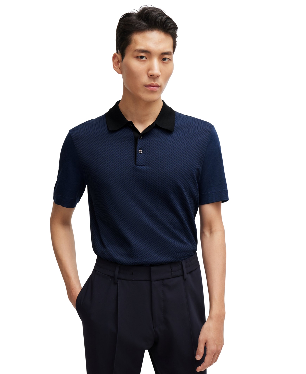 Click here for Boss by Hugo Boss Mens Regular-Fit Cotton-Silk Pol... prices