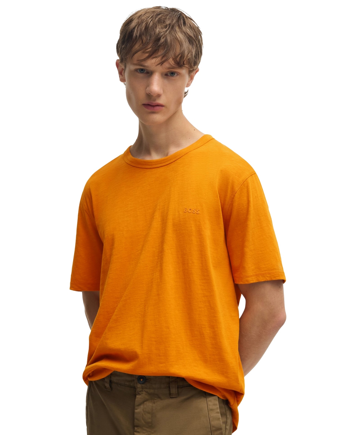 Click here for Boss by Hugo Boss Mens Slub-Cotton Logo Detail T-S... prices