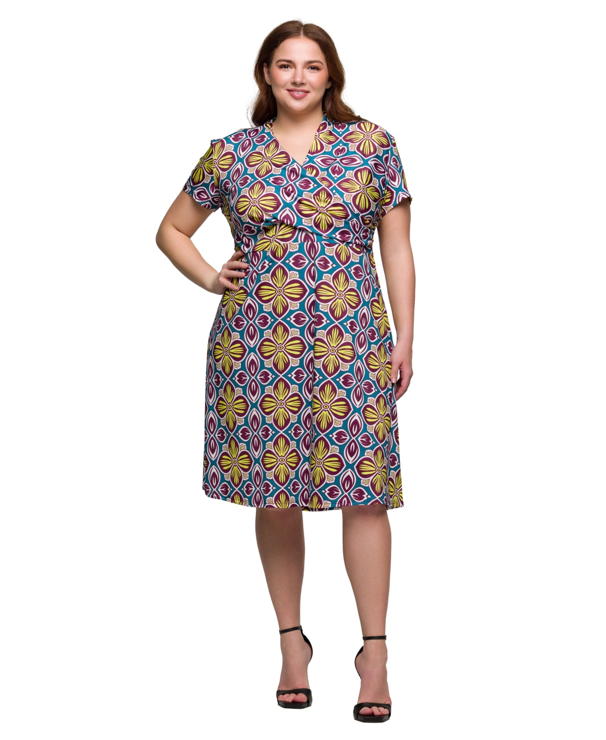 Click here for 24seven Comfort Apparel Plus Size Print Short Slee... prices