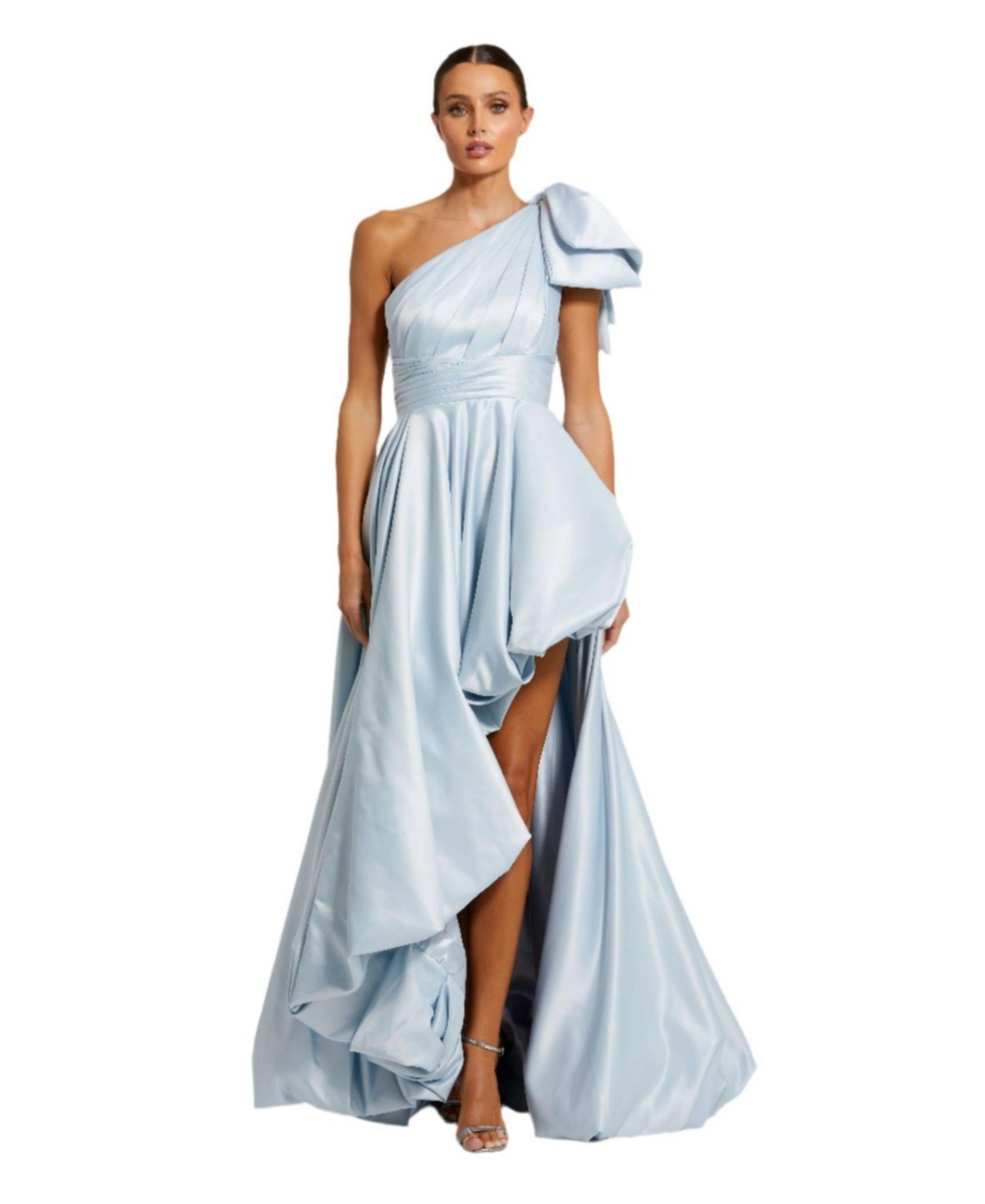 Click here for Mac Duggal Womens Satin One Shoulder Bow Gown - Ic... prices