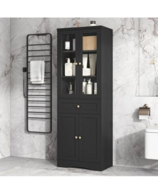 Tall Bathroom Storage Cabinet, Cabinet with Four Doors and Drawers ...