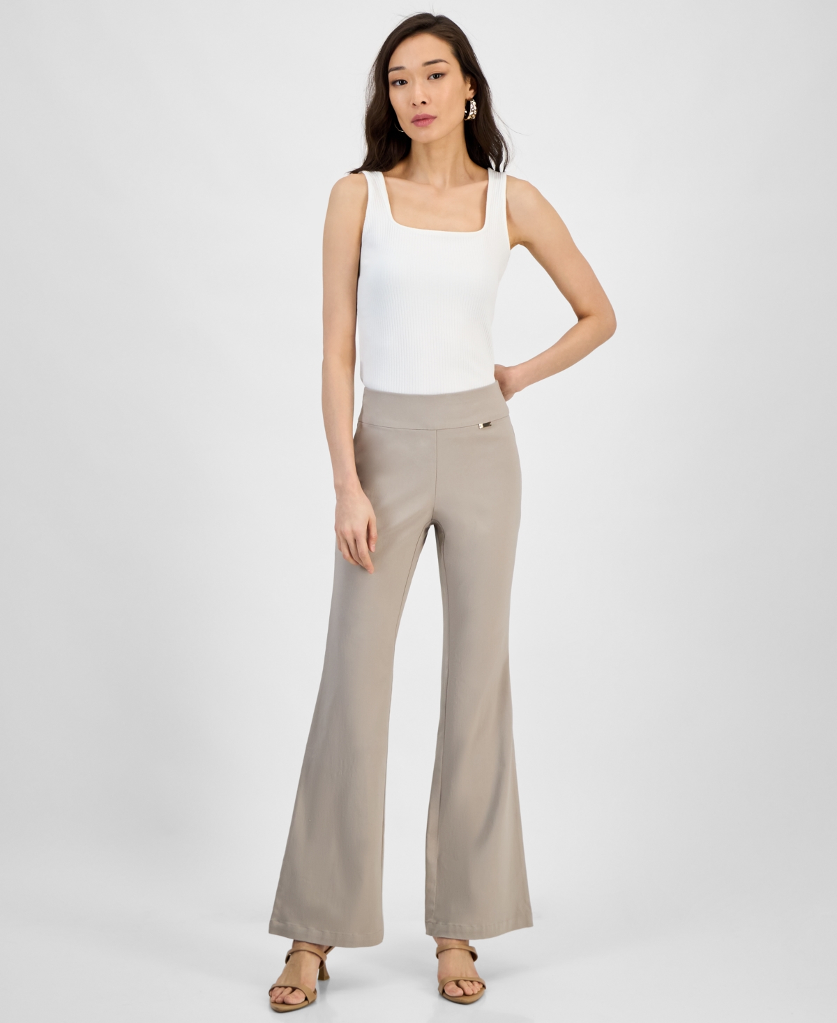 I.n.c. International Concepts Womens Flared-Leg Pull-On Pants  Exclusively at Macys - Summer Straw