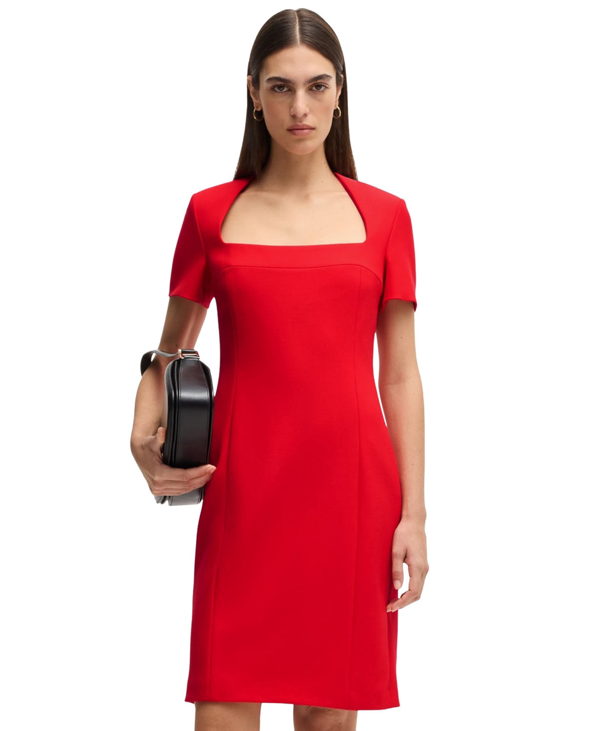 Click here for Boss by Hugo Boss Womens Square-Neck Slim-Fit Dres... prices