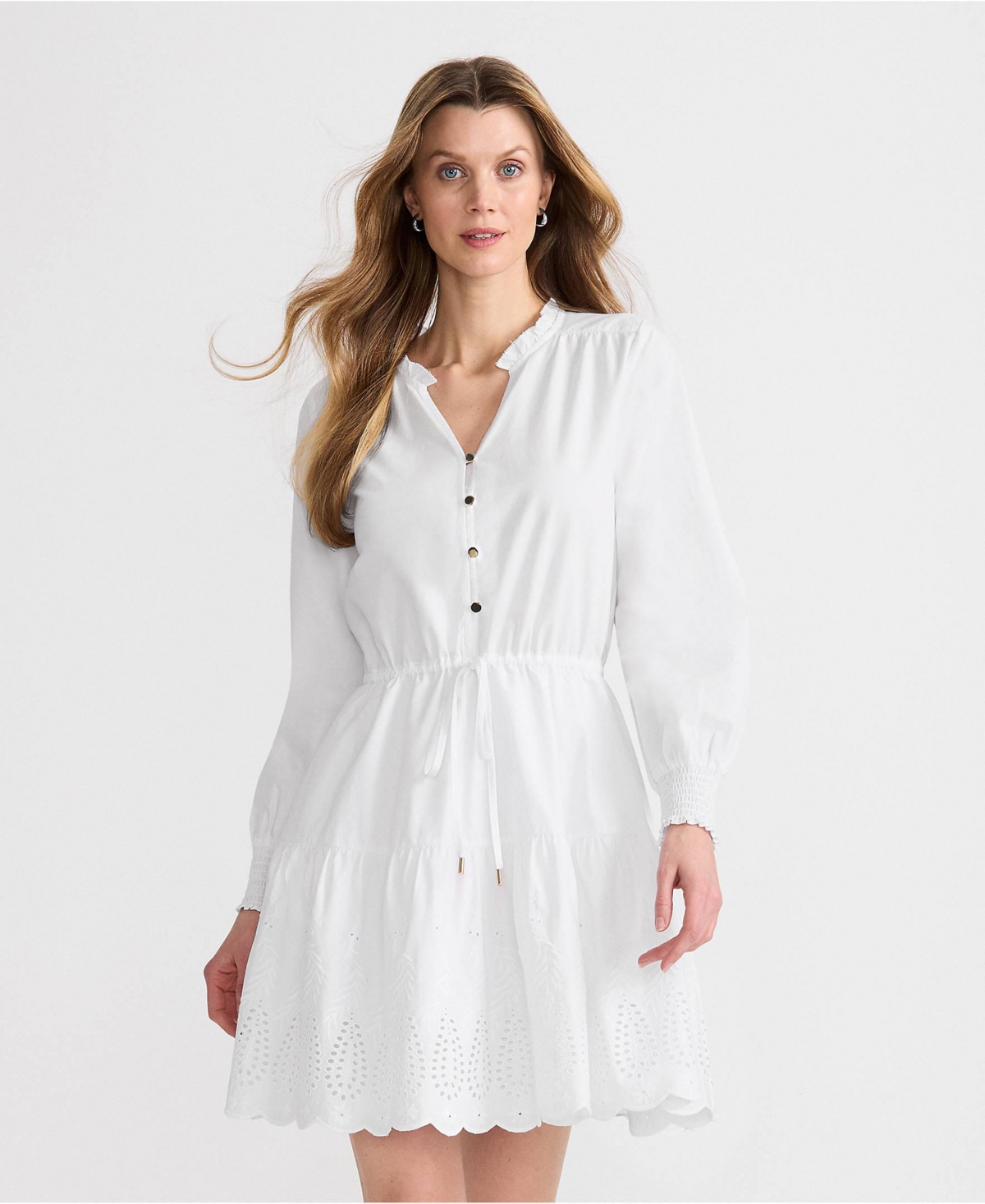 Click here for Lands End Womens Long Sleeve Eyelet Mini Popover D... prices