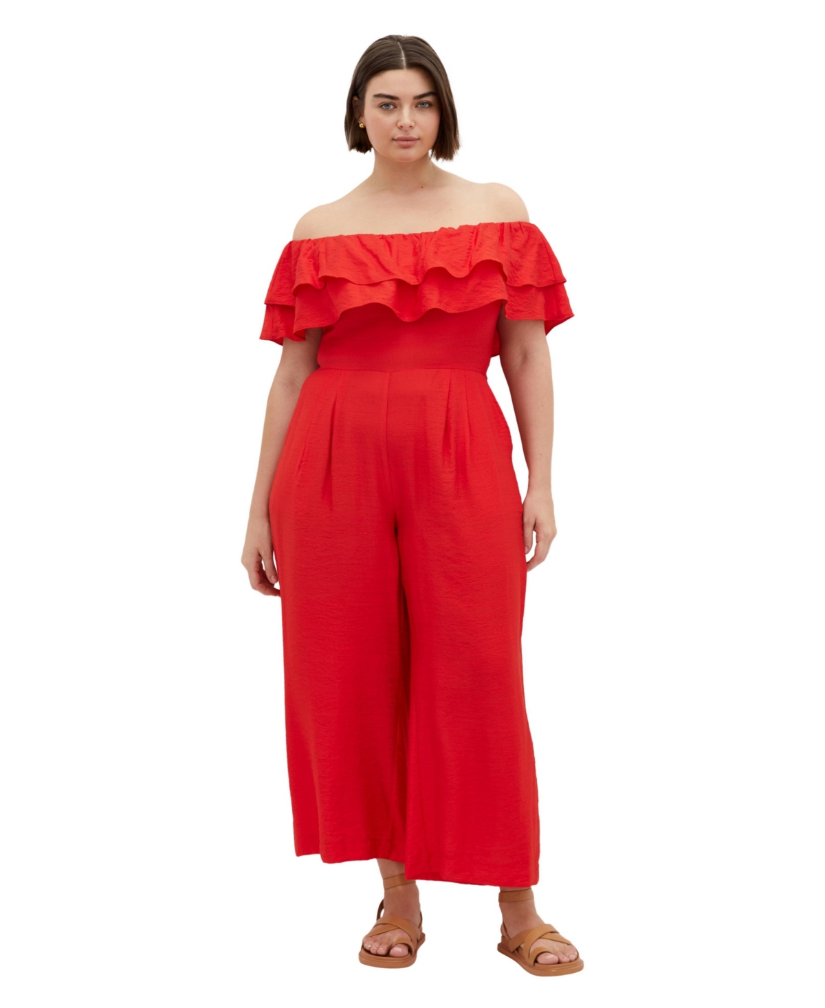 Click here for City Chic Plus Size Poppy Jumpsuit - Sunset prices