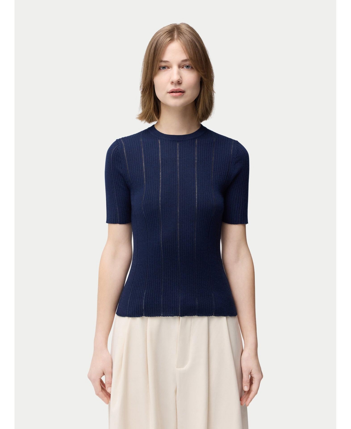 Click here for Gobi Cashmere Womens Ajour-Knit Cashmere Silk Top... prices