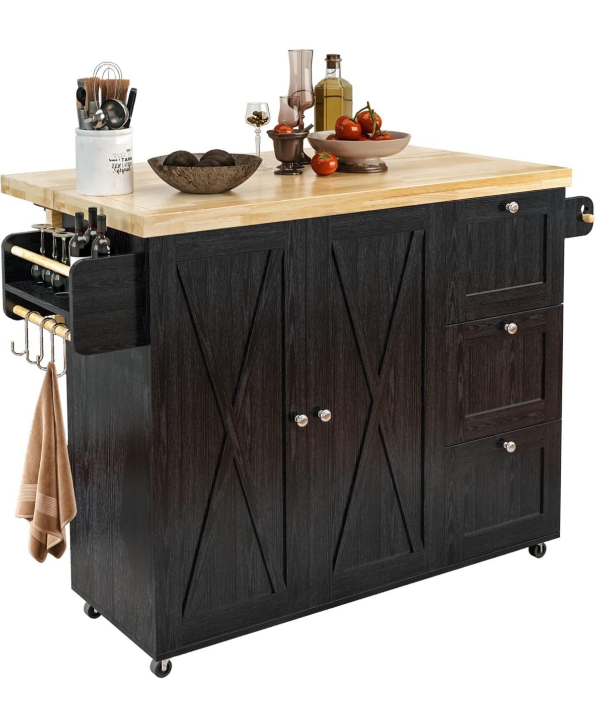Click here for Rolling Kitchen Island Cart with Drop-Leaf Counter... prices