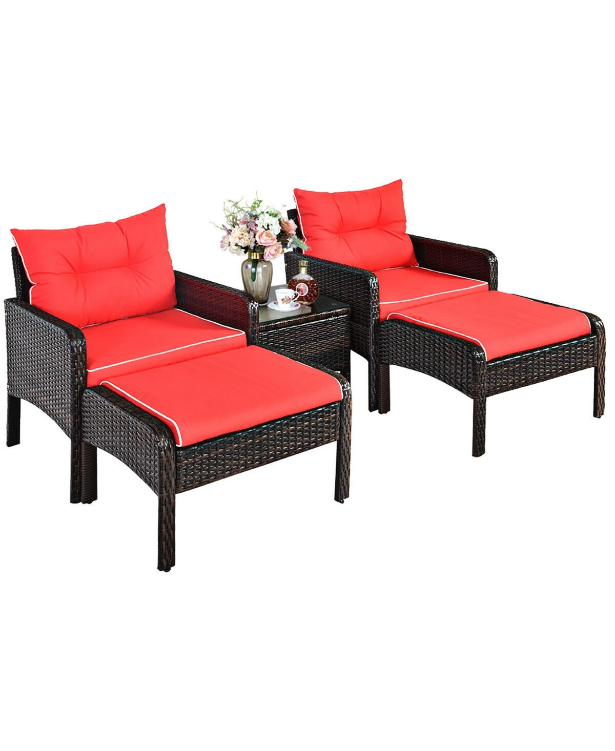 Click here for 5 Pcs Patio Rattan Wicker Furniture Set Sofa Ottom... prices