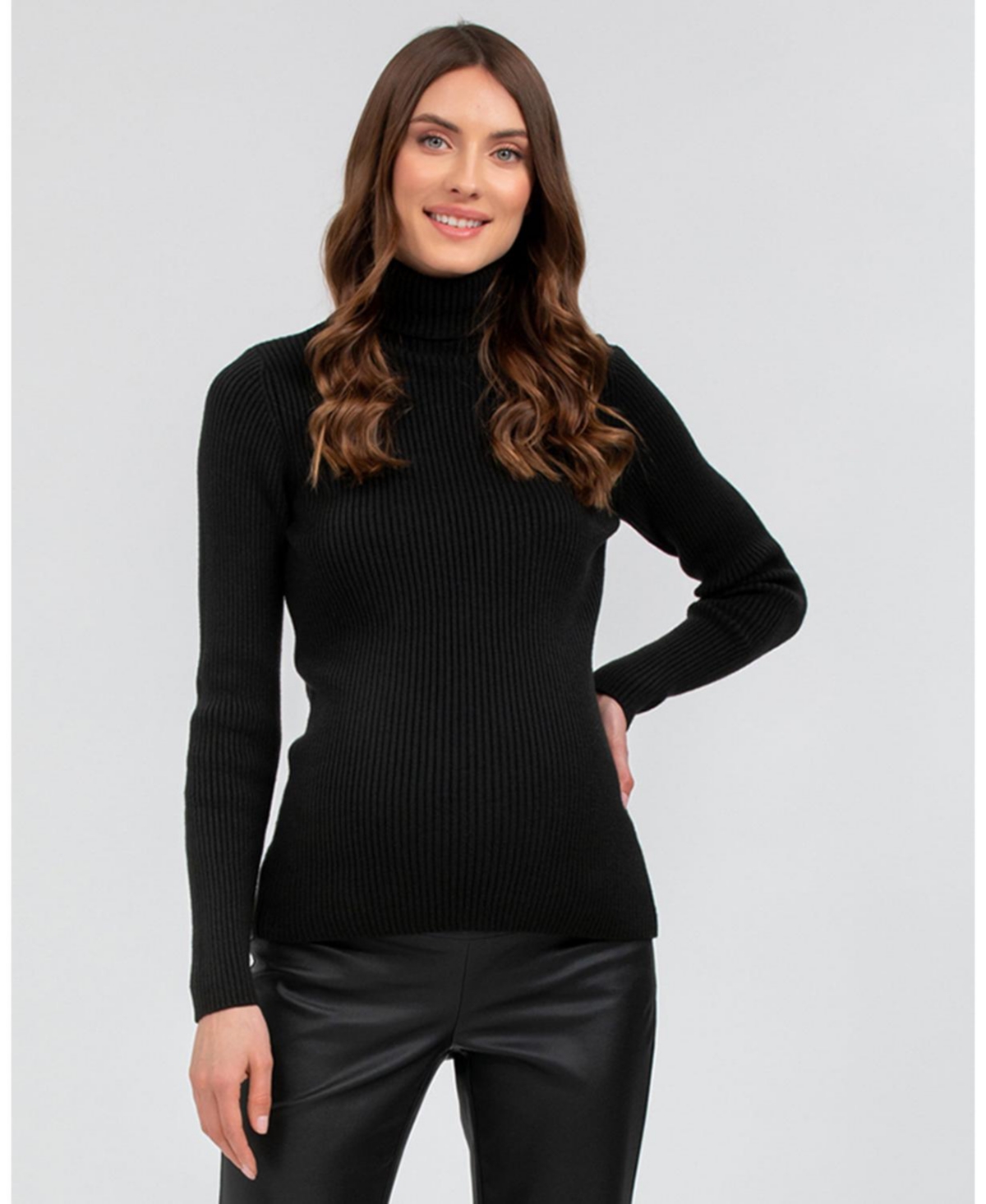 Click here for Maternity Long Sleeve Turtleneck Rib Knit Jumper A... prices