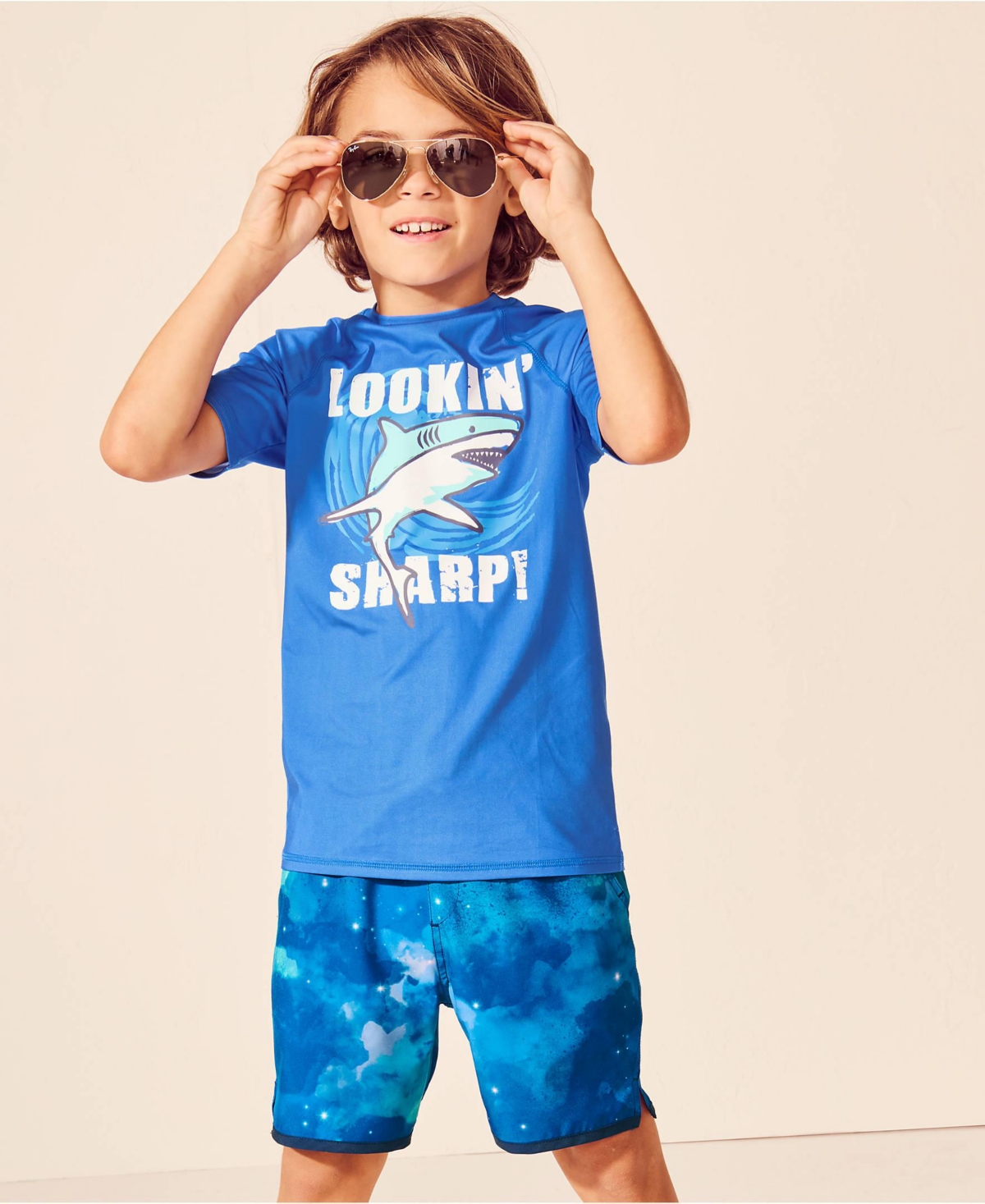Click here for Lands End Boys Chlorine Resistant Short Sleeve Cre... prices