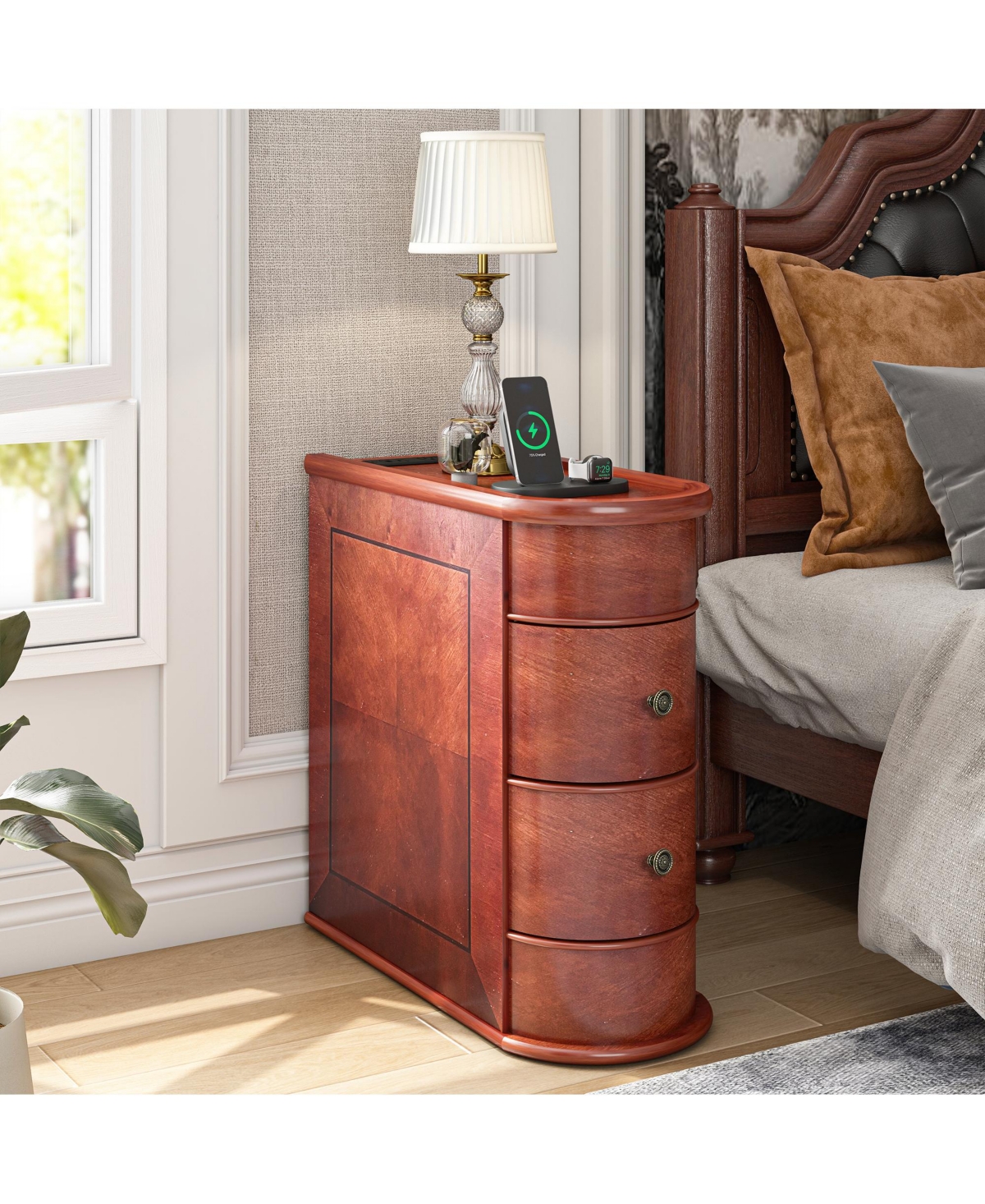 Click here for Solid Wood Nightstand with Integrated Charging Sta... prices