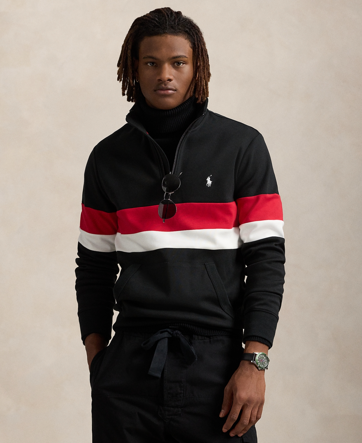 Click here for Polo Ralph Lauren Mens Striped Interlock Quarter-Z... prices