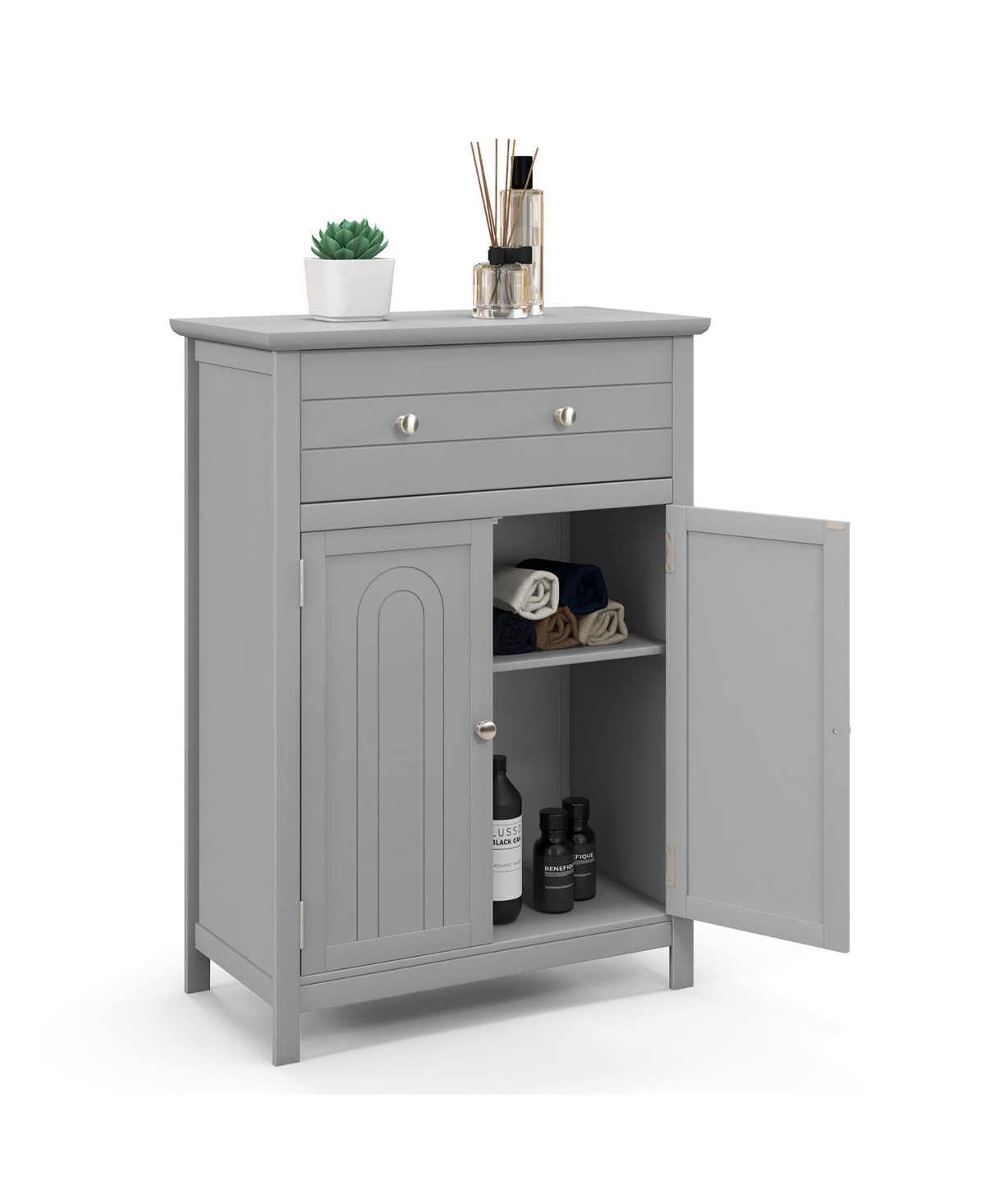 Click here for Gymax Bathroom Floor Cabinet Wooden Storage Organi... prices