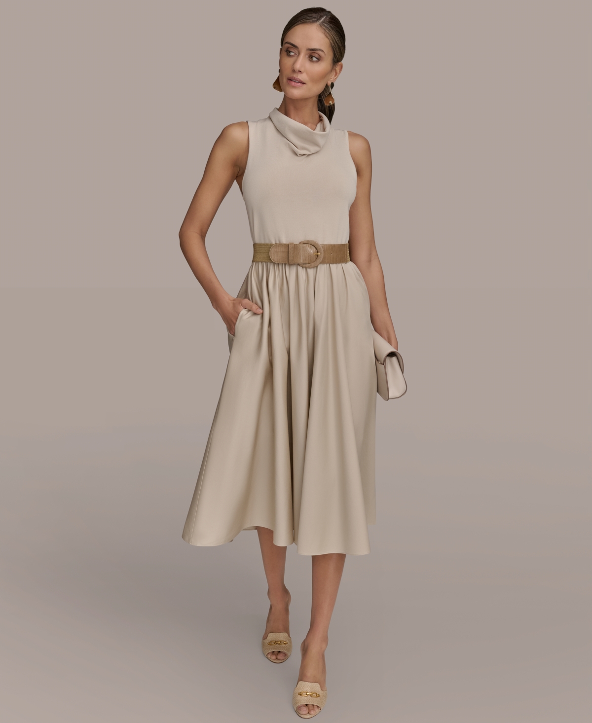Click here for Donna Karan New York Womens Mixed-Media Belted Mid... prices