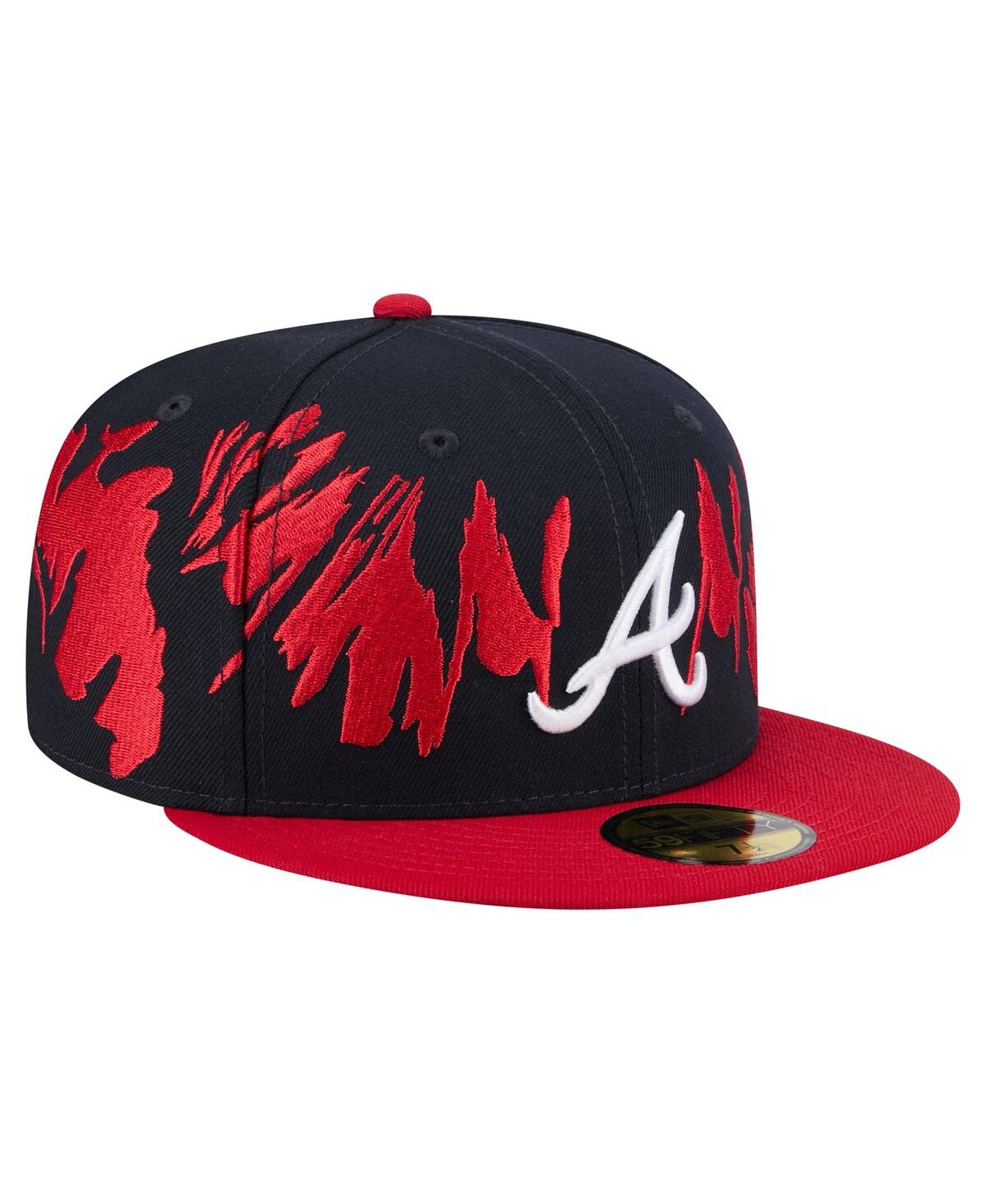 New Era Men's Navy/red Atlanta Braves Retro Pattern 59fifty Fitted Hat ...
