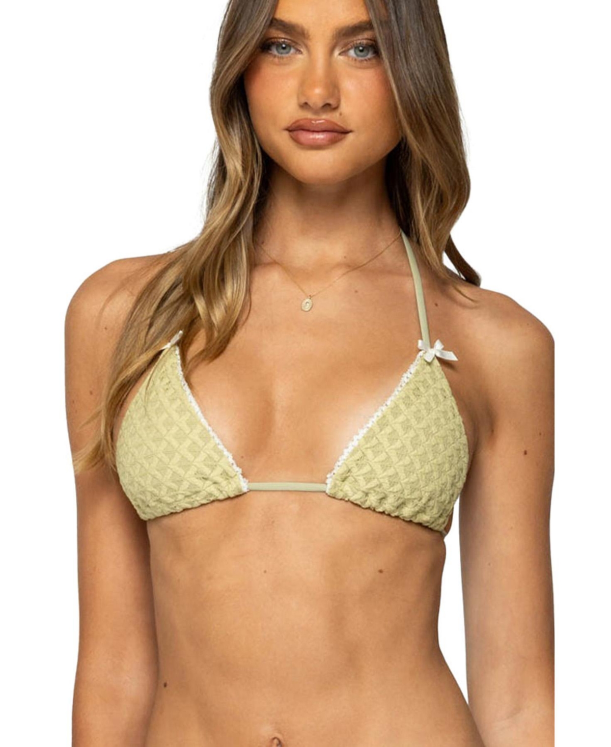 Click here for Edikted Womens Anna Textured Triangle Bikini Top -... prices