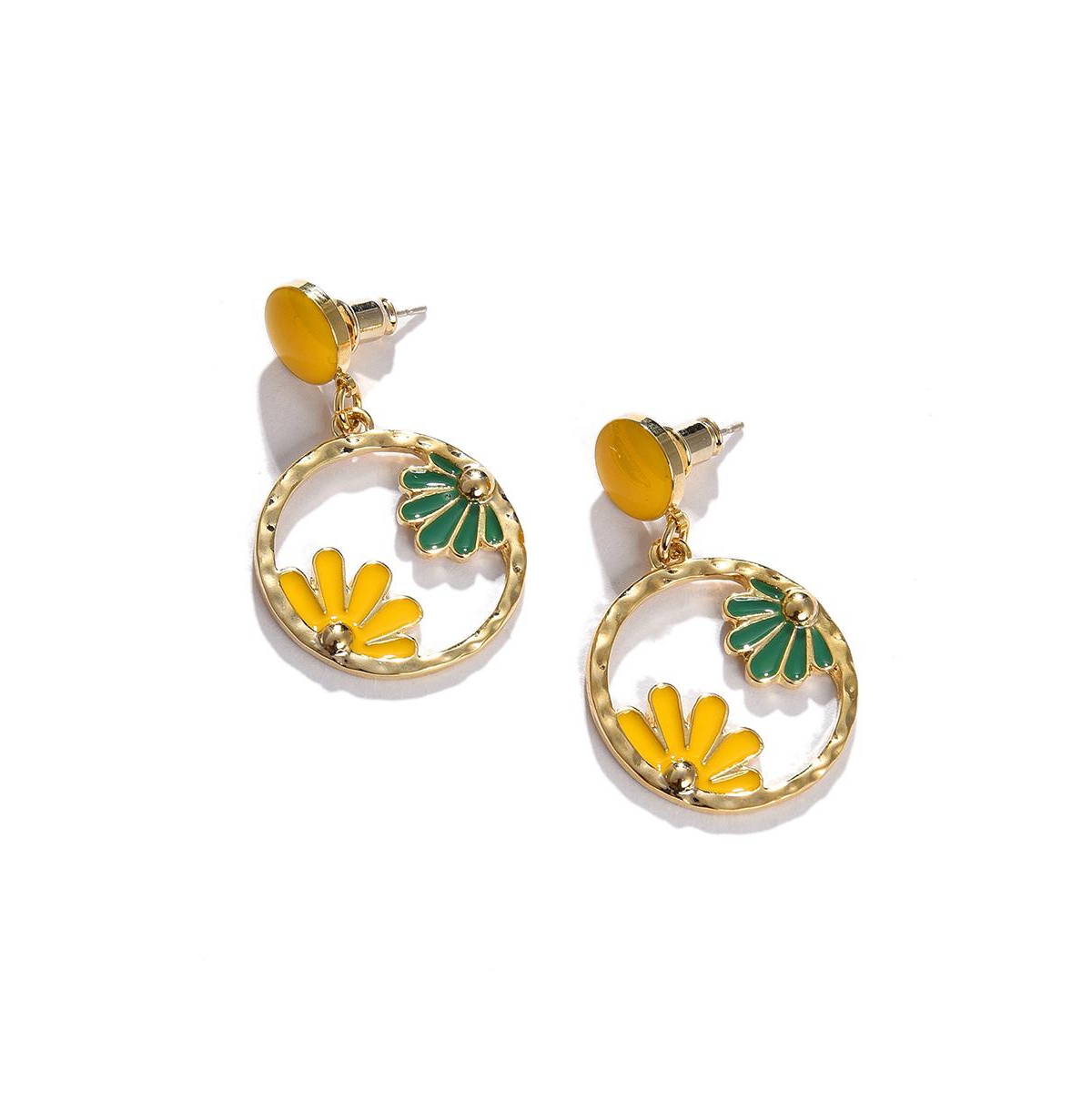 Click here for Sohi Womens Floral Drop Earrings - Yellow prices