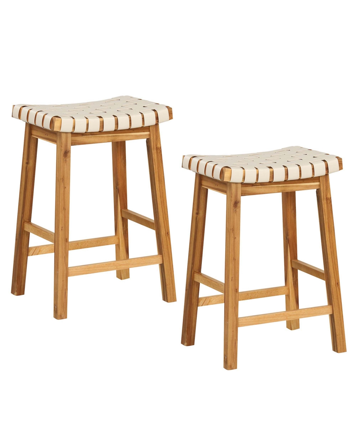 Click here for Woven Saddle Stools Set of 2 25.5 Faux Pu Leather... prices