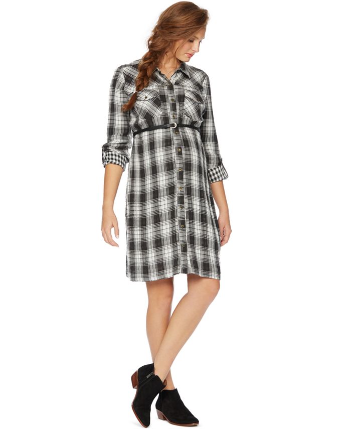 Motherhood Maternity Plaid Shirtdress - Macy's
