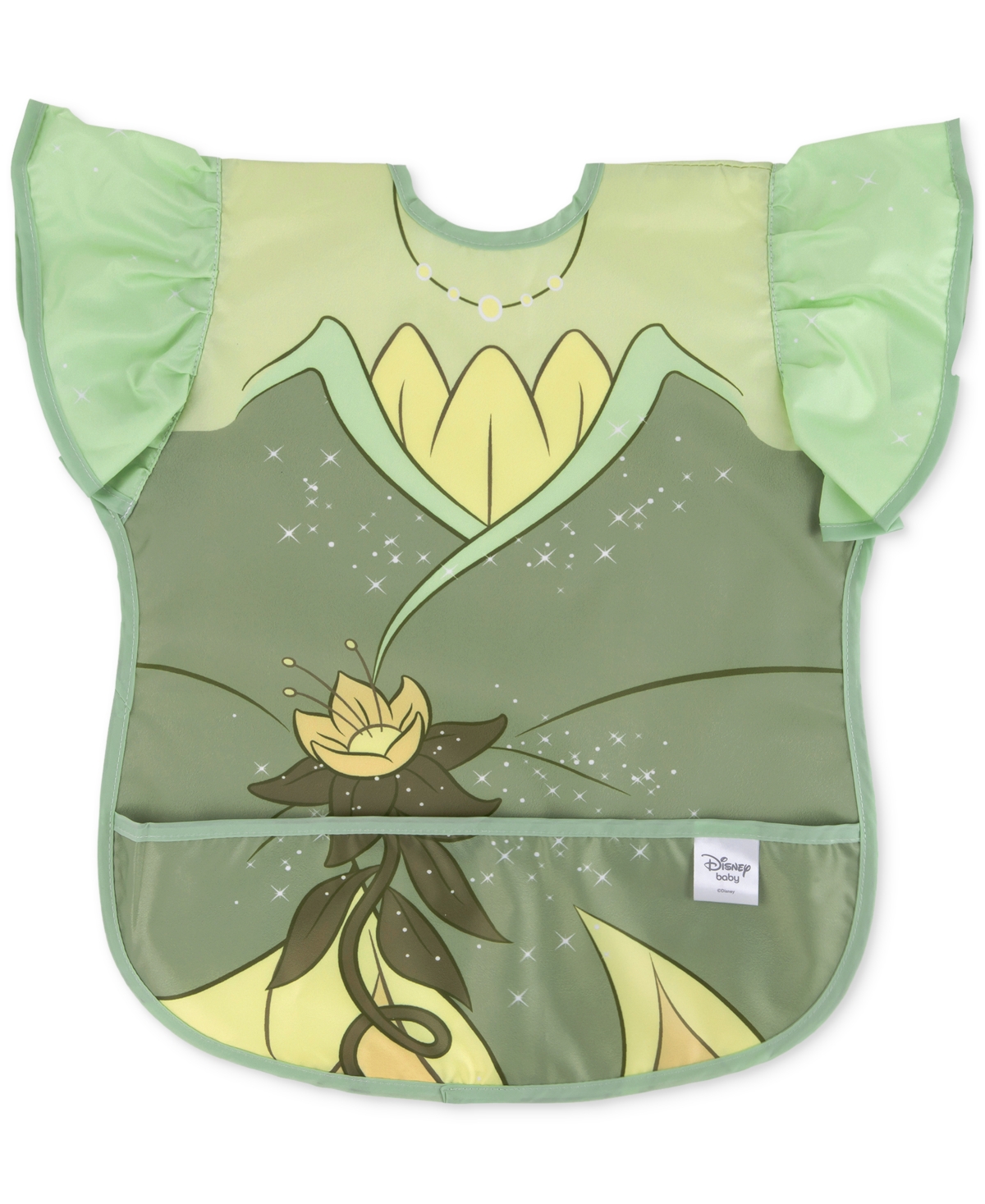 Click here for Bumkins Disney Tiana Ruffle Apron Bib - Green prices