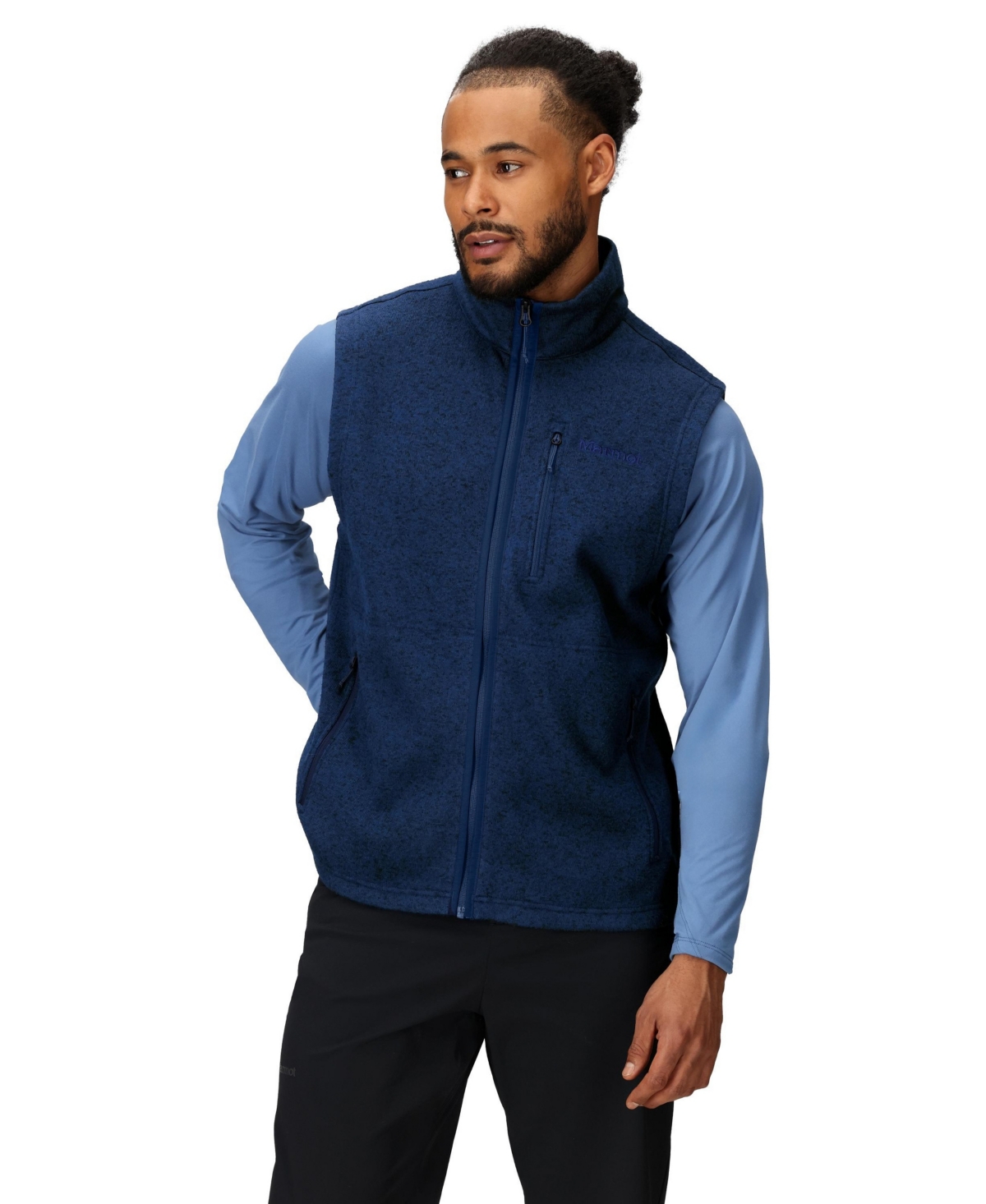Click here for Marmot Mens Drop Line Vest - Arctic navy heather prices