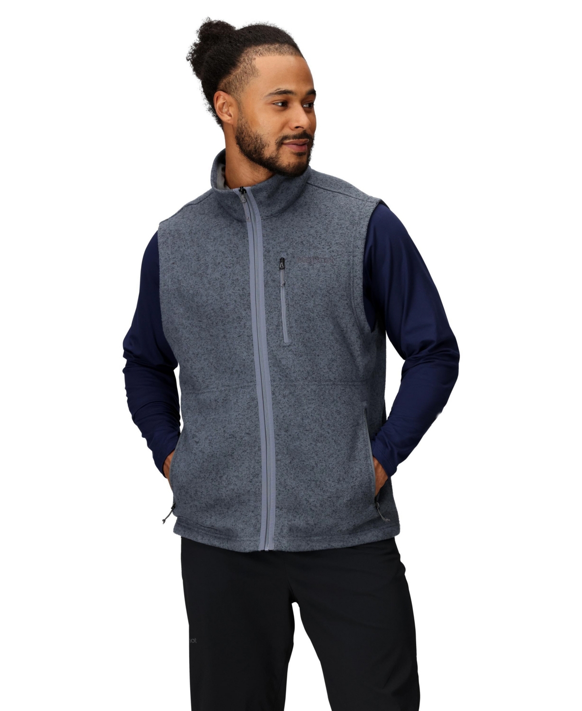 Click here for Marmot Mens Drop Line Vest - Steel onyx heather prices