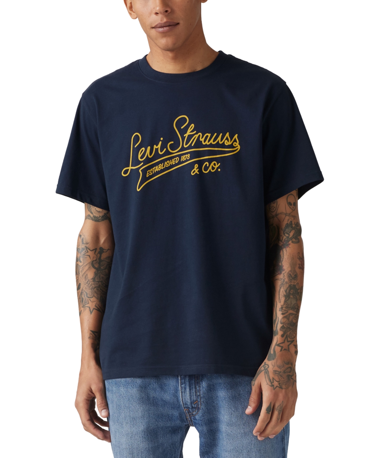 Click here for Levis Mens Relaxed-Fit Logo Graphic T-Shirts - Nav... prices