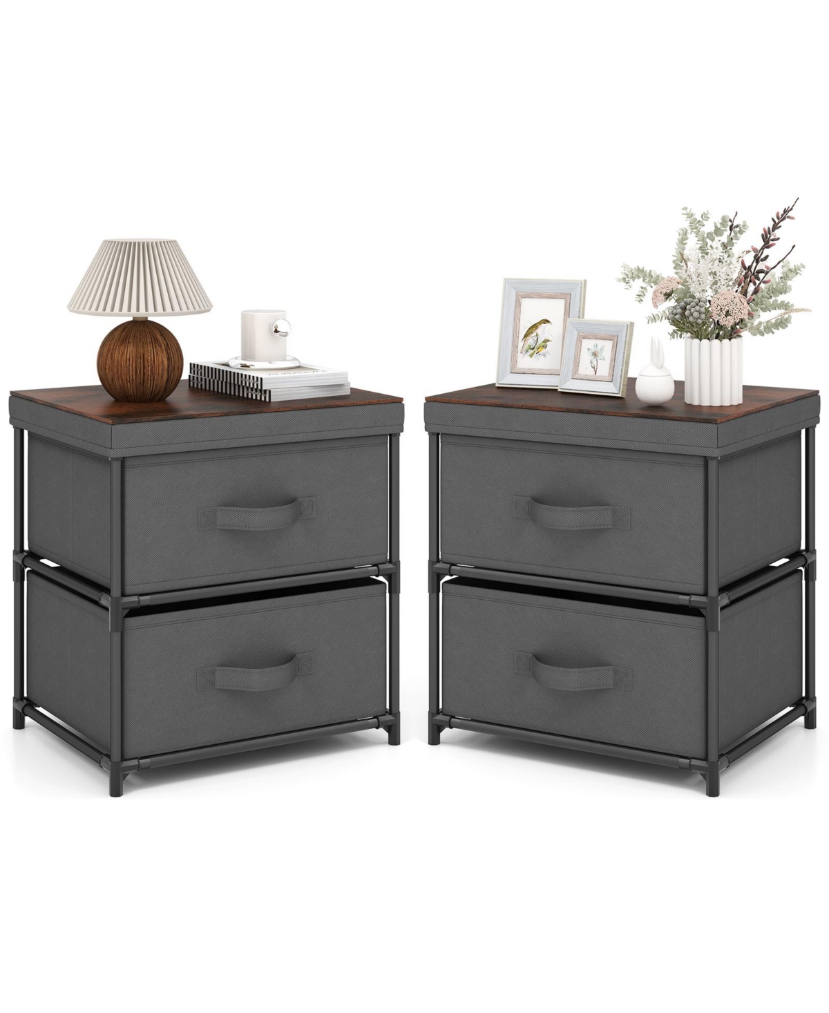 Click here for 2-Drawer Nightstand with Fabric Bins and Pull Hand... prices