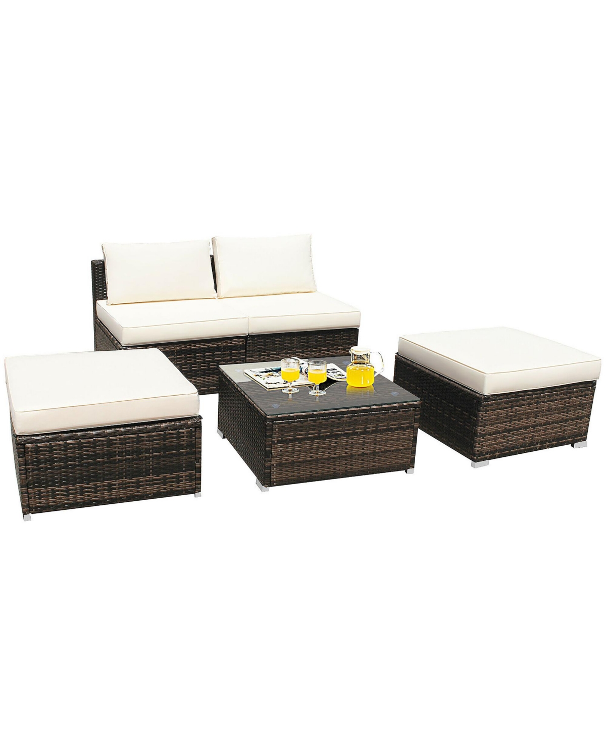 Click here for 5PCS Patio Rattan Wicker Furniture Set Armless Sof... prices
