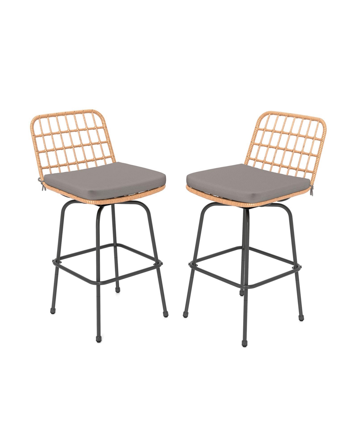 Click here for Patio Swivel Barstools Set of 2 with Soft Seat Cus... prices