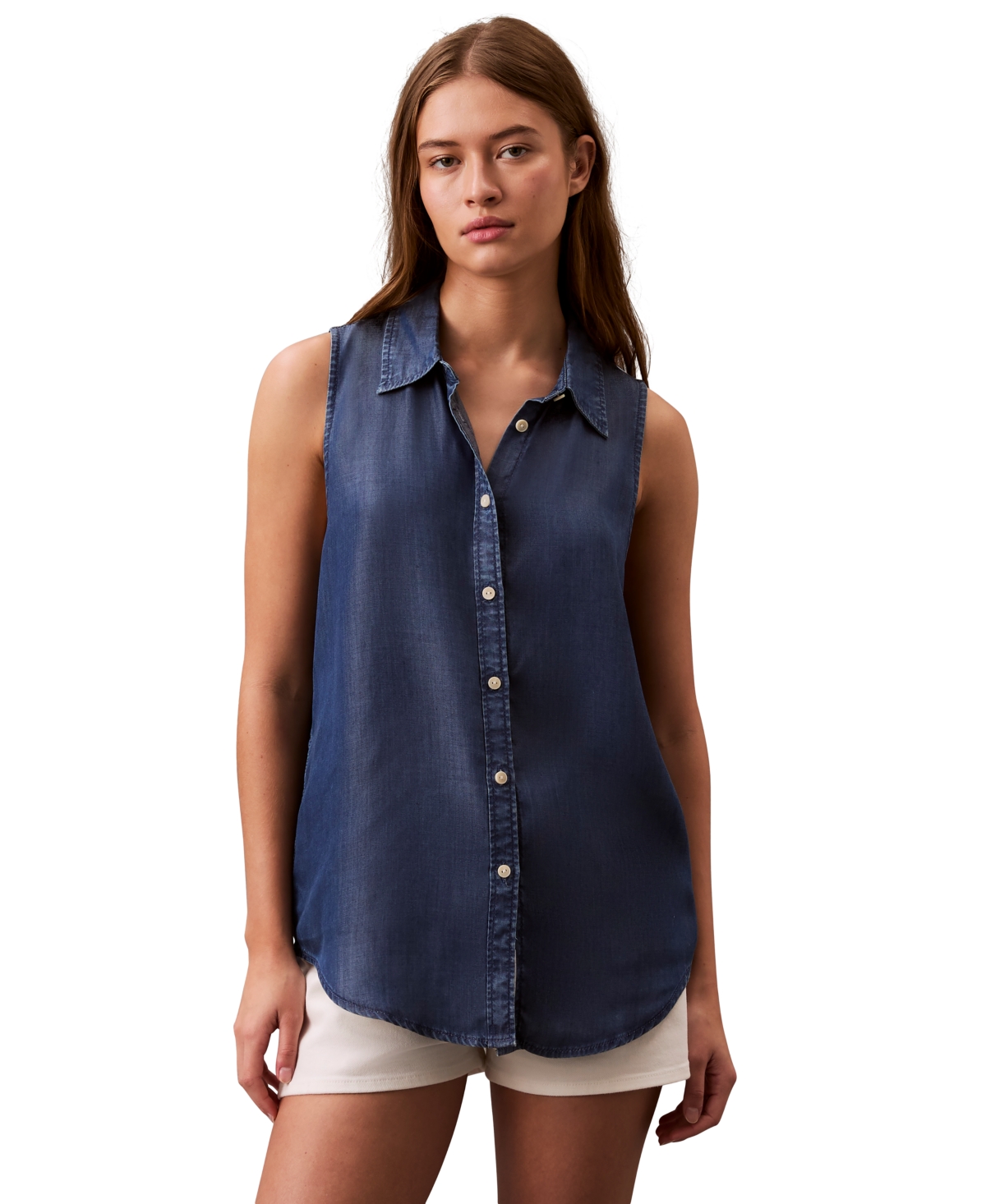 Click here for Calvin Klein Jeans Womens Sleeveless Button-Down S... prices