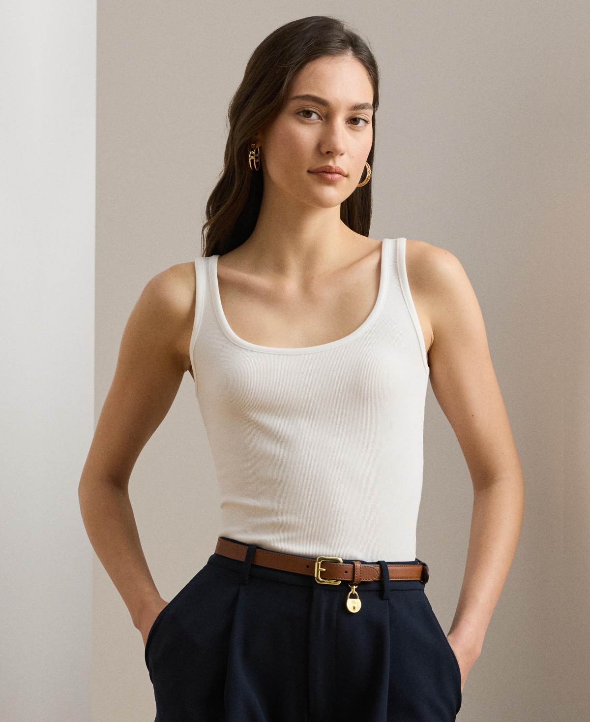 Click here for Lauren Ralph Lauren Stretch Tank Top - White prices