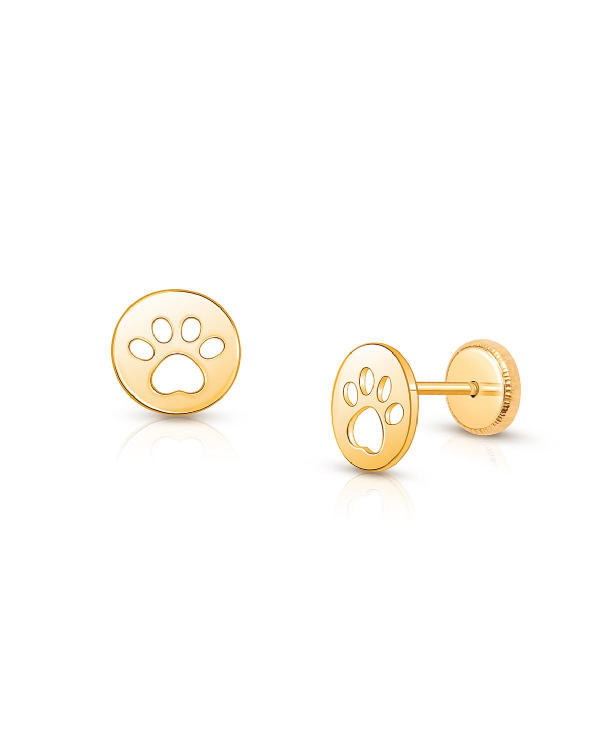 Click here for Tiny Blessings Childrens 14K Gold Paw Print Studs... prices