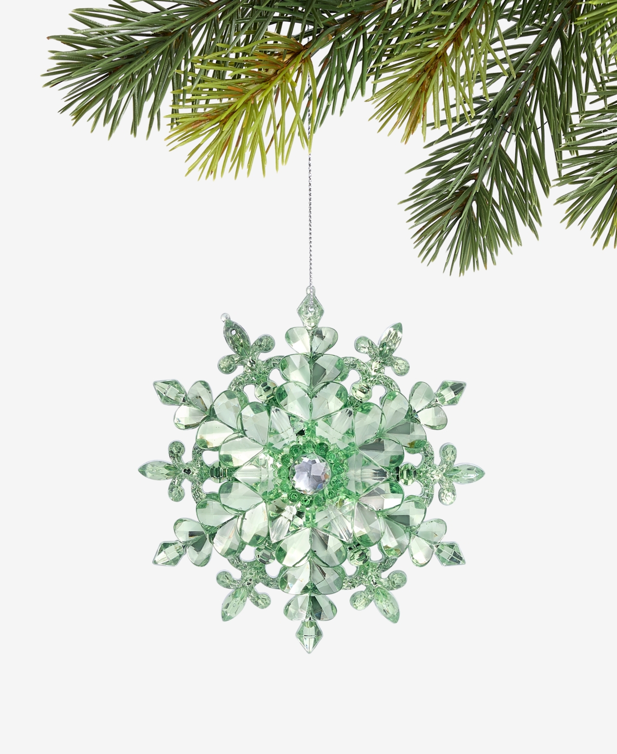 Click here for Holiday Lane Enchanted Emerald Green Snowflake Orn... prices