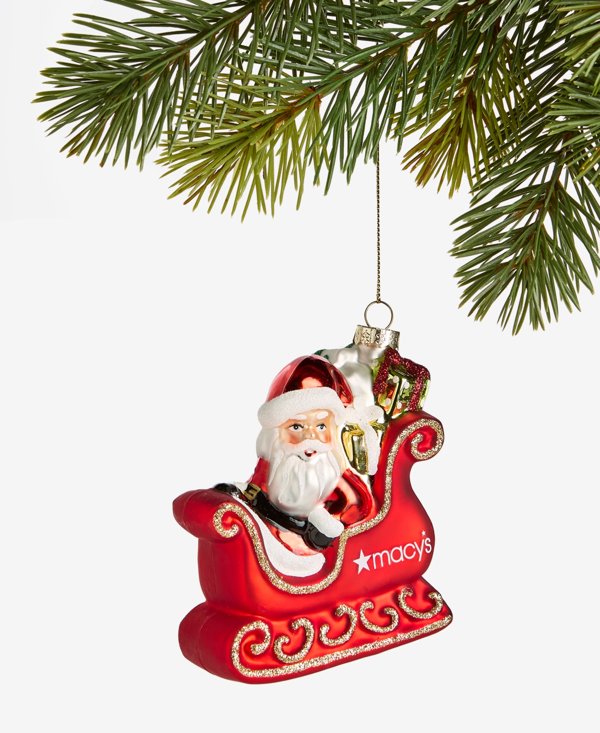 Click here for Holiday Lane Macys Glass Santas Sleigh Ornament  M... prices