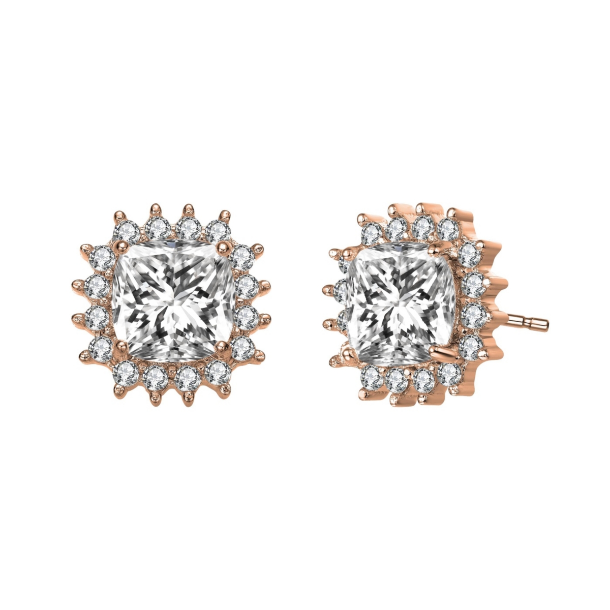 Click here for Classy 10MM Halo Square Stud Earrings - Pink prices