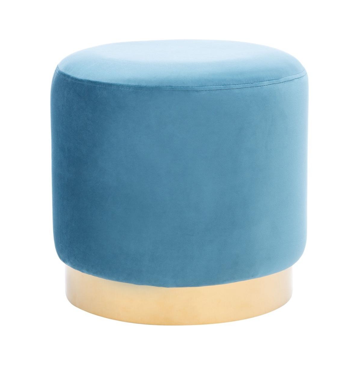 Click here for Azai Round Ottoman - Sky blue / gold prices