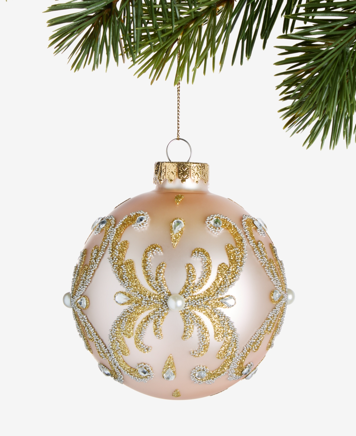 Click here for Holiday Lane Gilded Glamour Pink Gem Ball Ornament... prices
