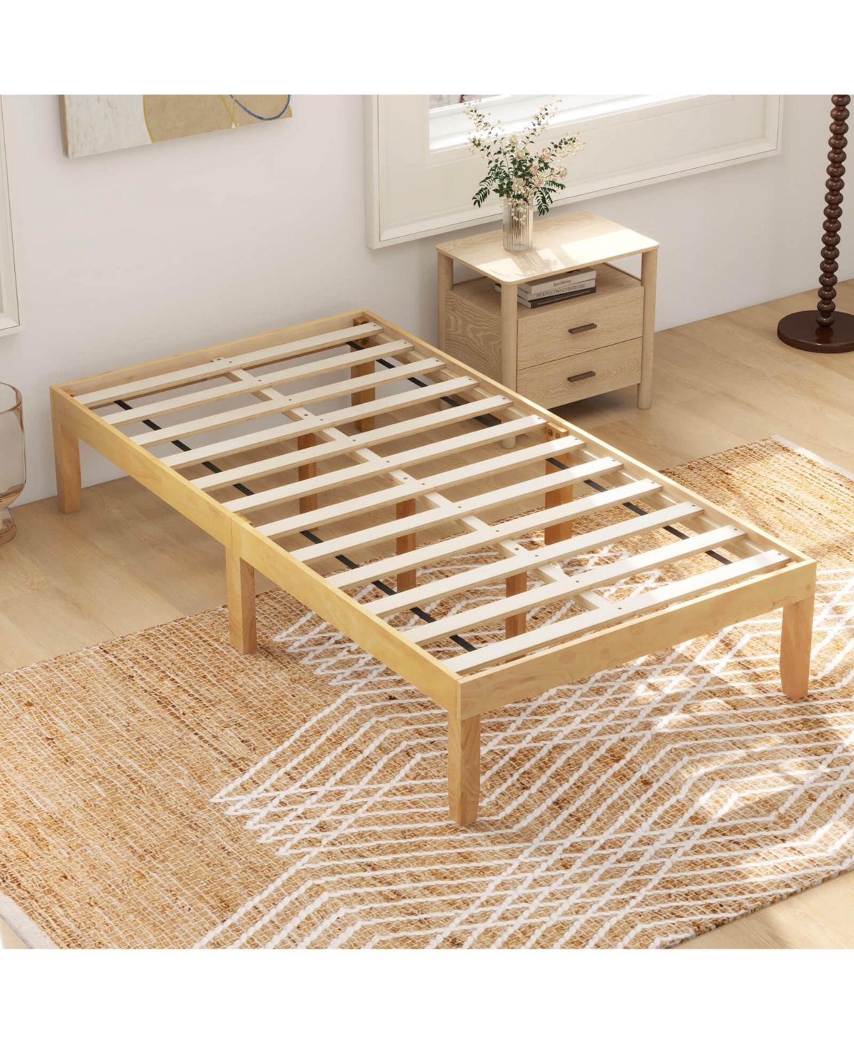 Click here for Twin Size Wooden Platform Bed Frame 14 with Rubber... prices