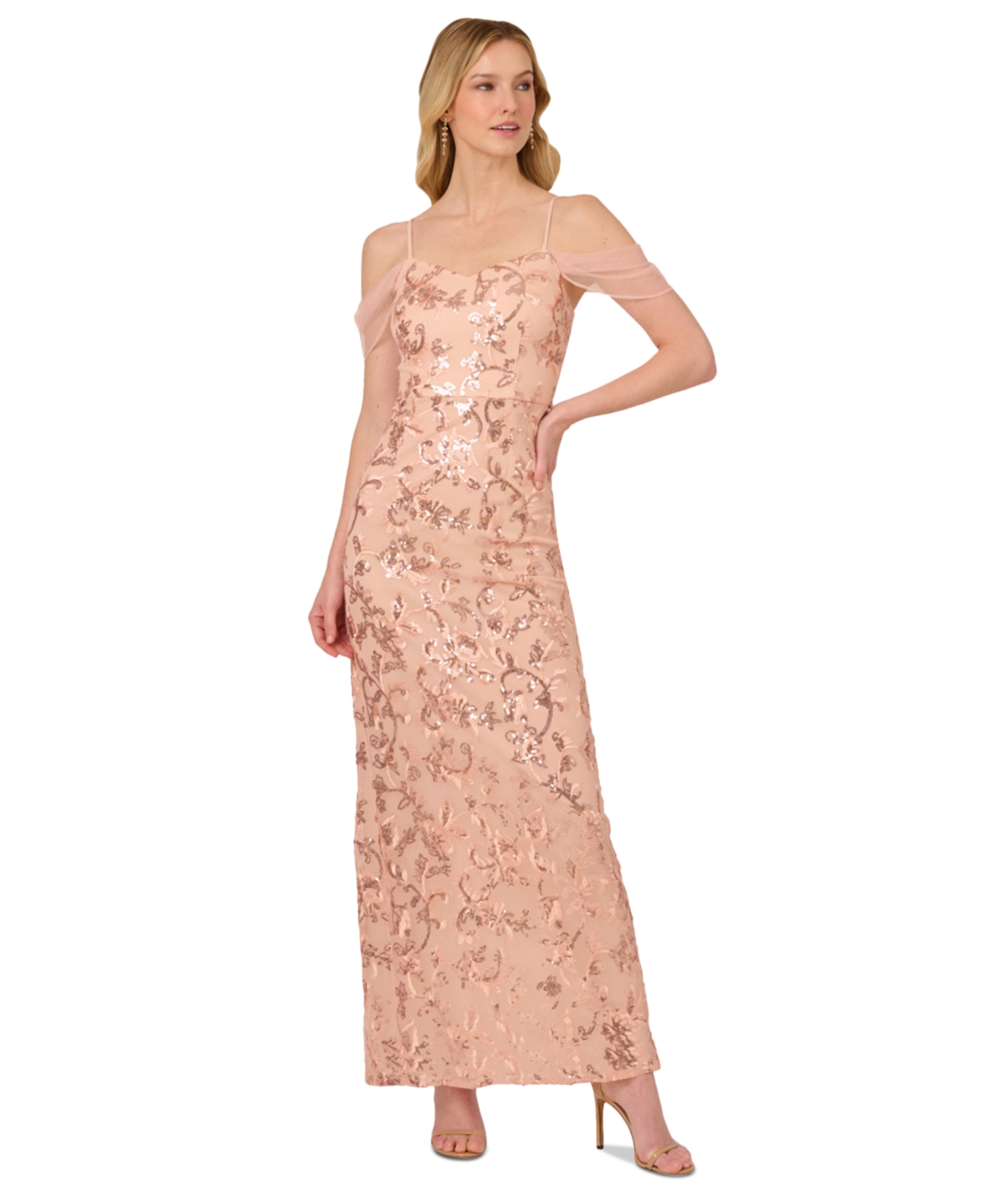 Click here for Adrianna Papell Womens Sequinned Embroidered Eveni... prices