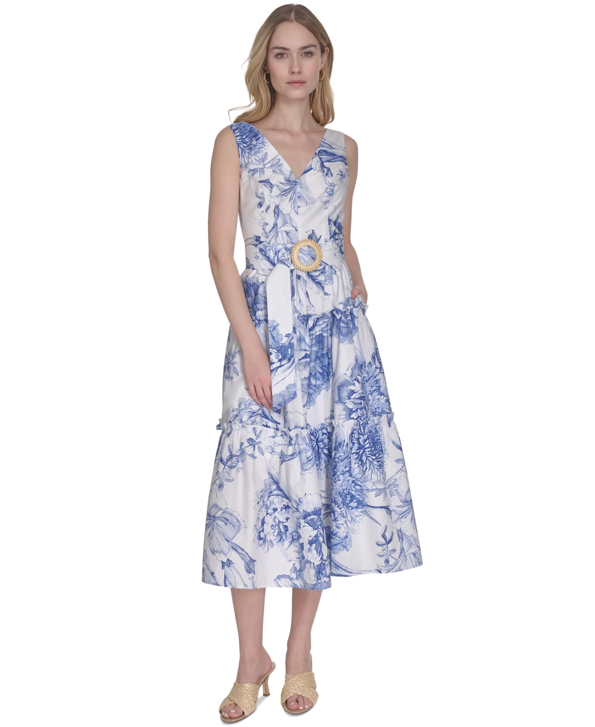 Click here for Vince Camuto Womens Belted Cotton Sleeveless Dress... prices
