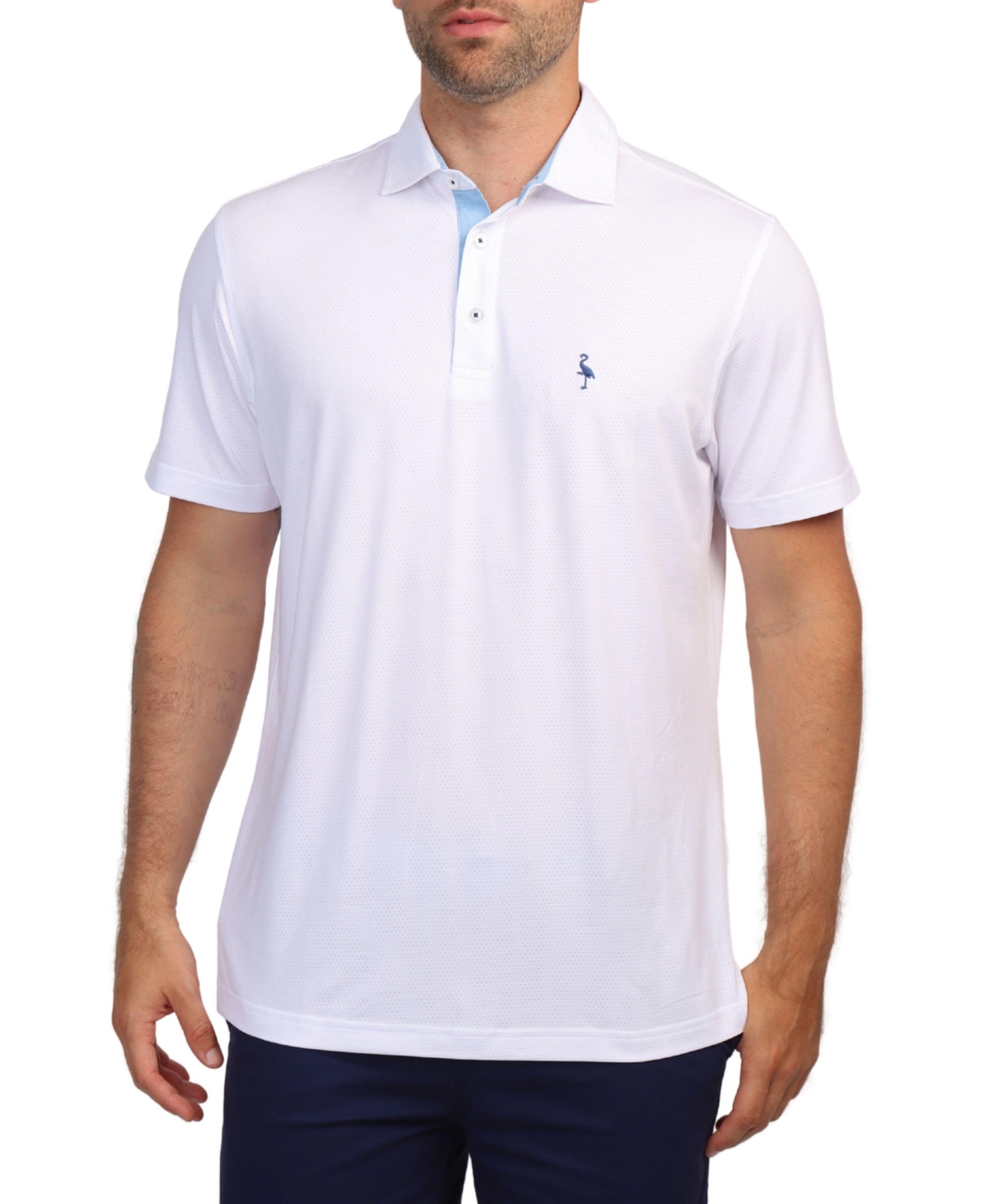 Click here for Tailorbyrd Mens Melange Mesh Performance Polo - Wh... prices